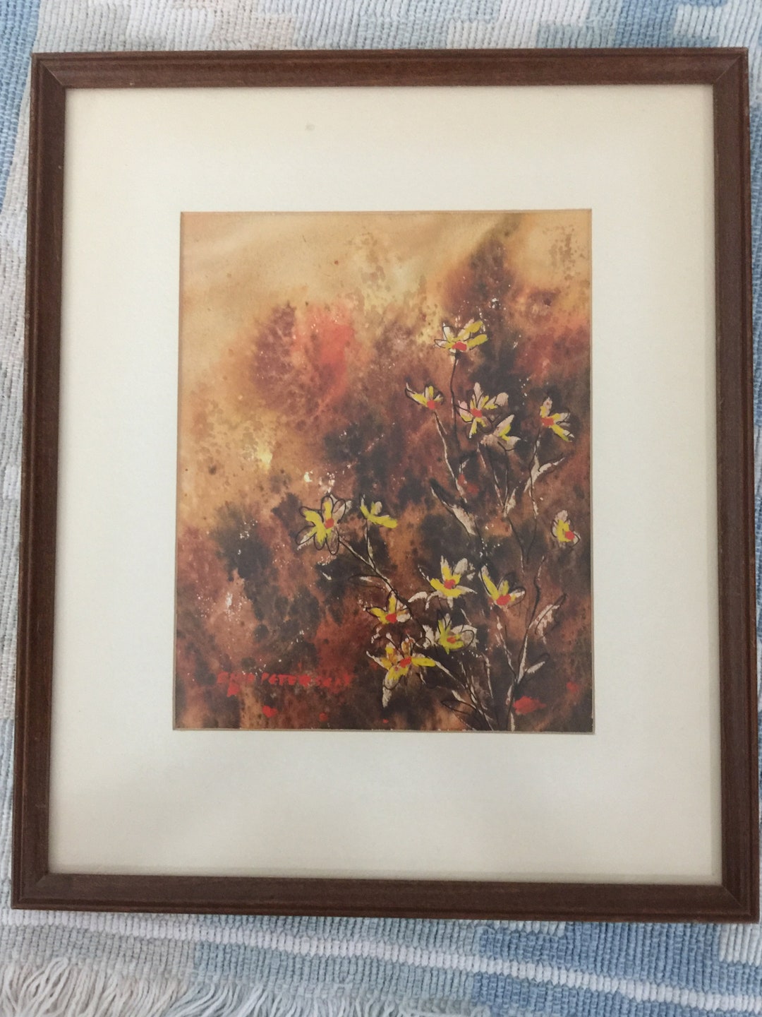 Vintage 1968 Original Artist Enid Petersen Natural Watercolor Painting ...