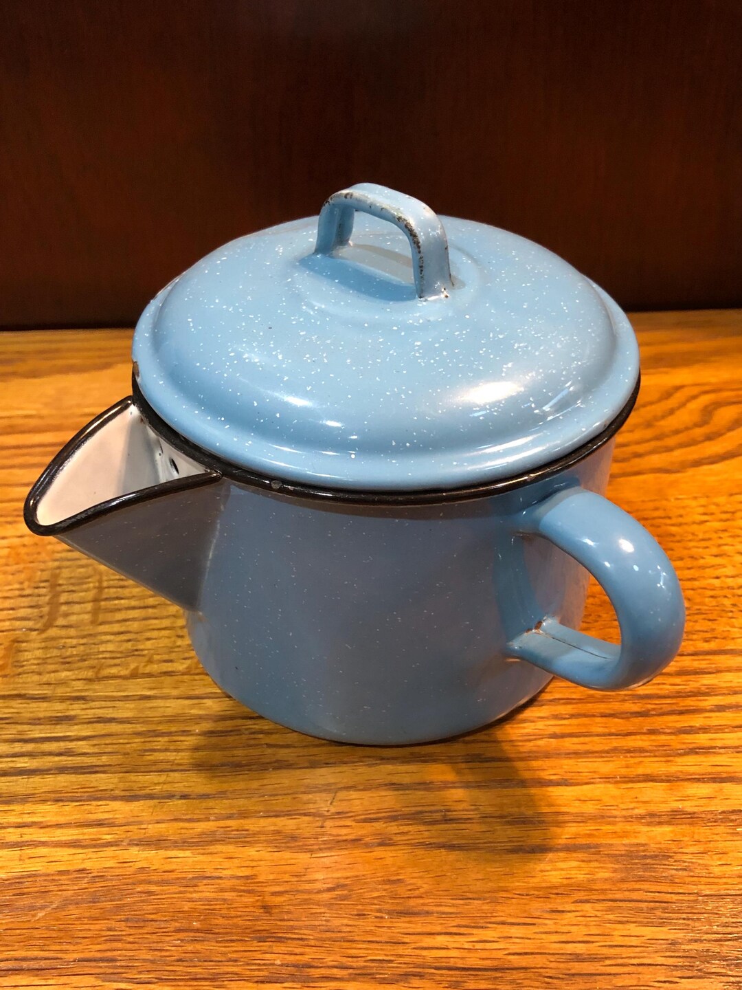 Vintage Enamelware Spouted Pot With Lid - Etsy