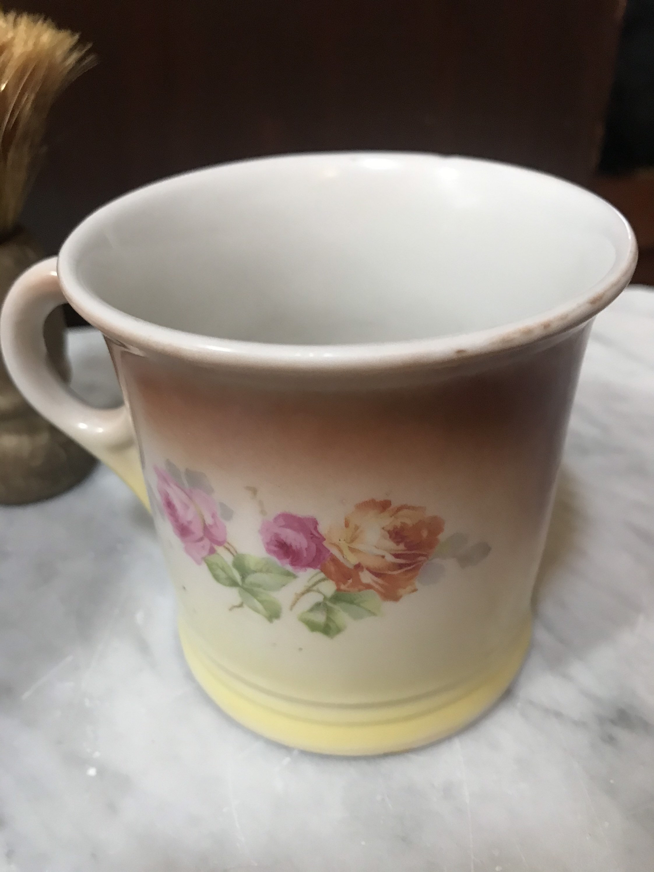 2 Antique Barber Shaving Cups Mugs and Brush Mignonette Z.S.& Co ...