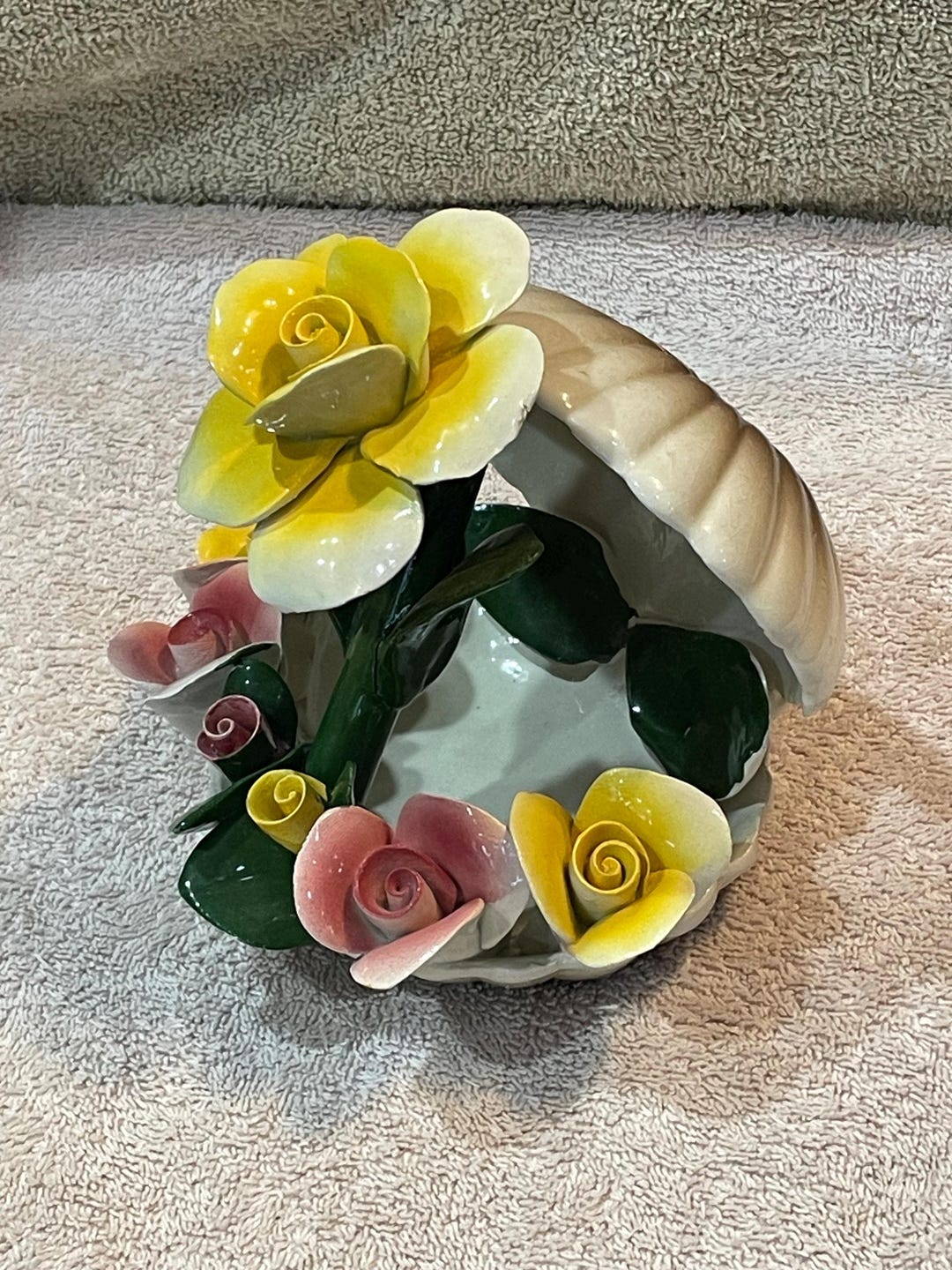 Vintage Italian Nuova Capodimonte Porcelain Flower Rose Sculpture Italy ...