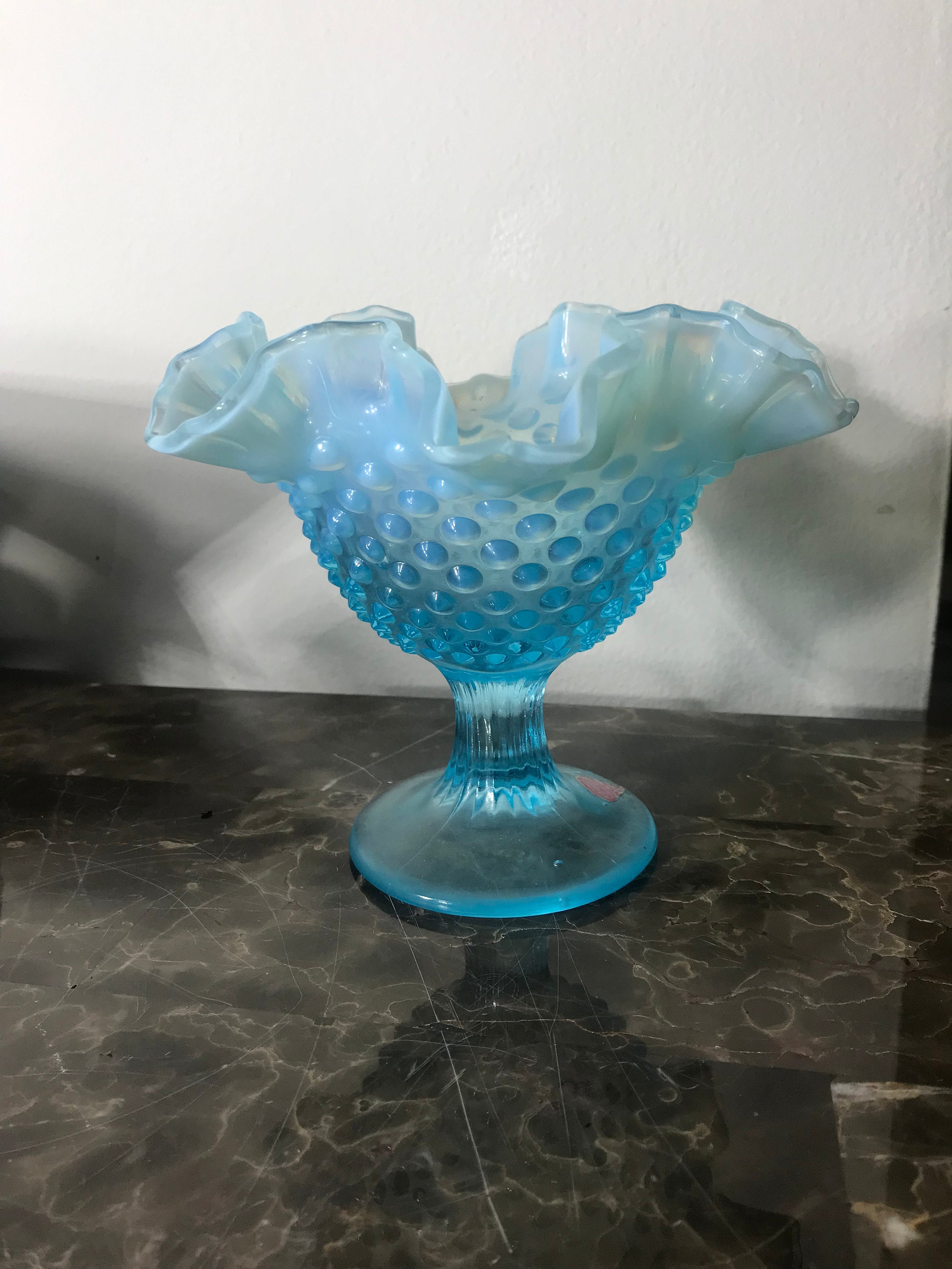 Beautiful Fenton Light Blue Opaque Footed Hobnail Crimped | Etsy