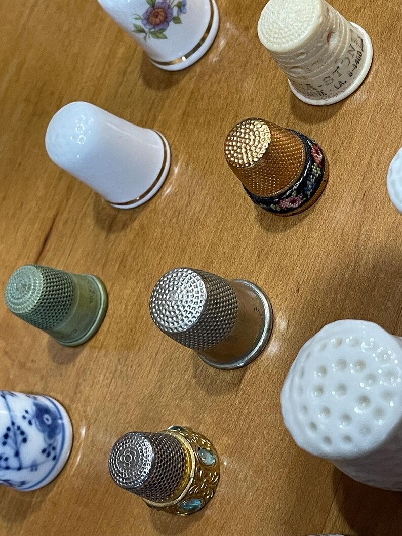 Eighteen 18 Collectible Vintage or Antique Sewing Thimbles Metal ...