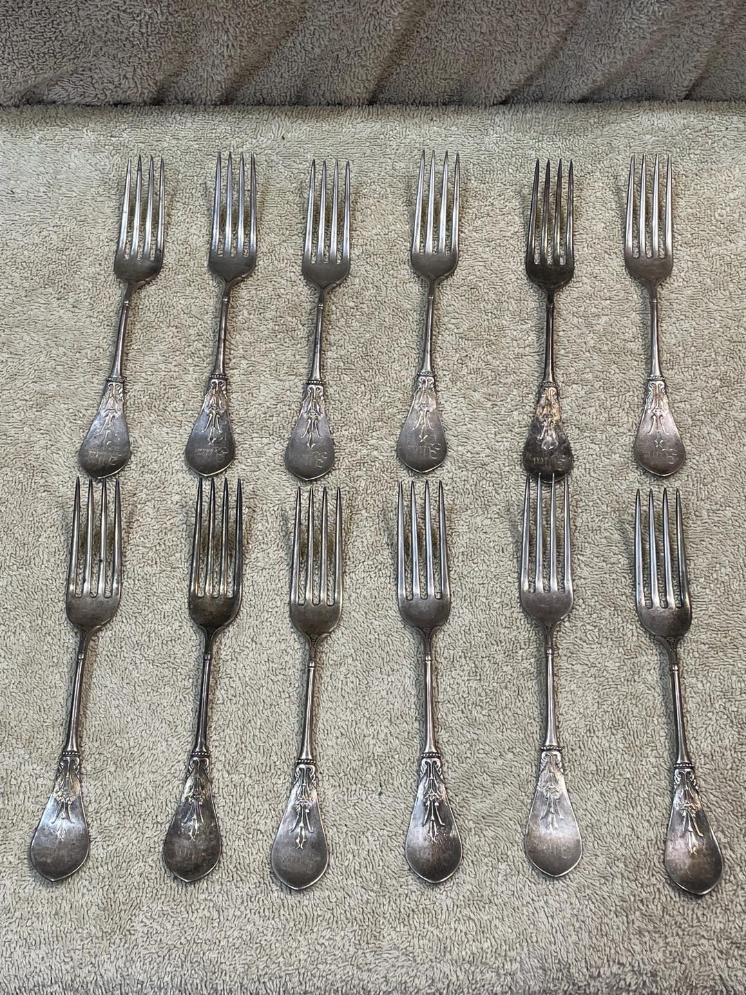 Twelve Antique Gorham Mid 1800's Sterling Silver Dinner Forks ...
