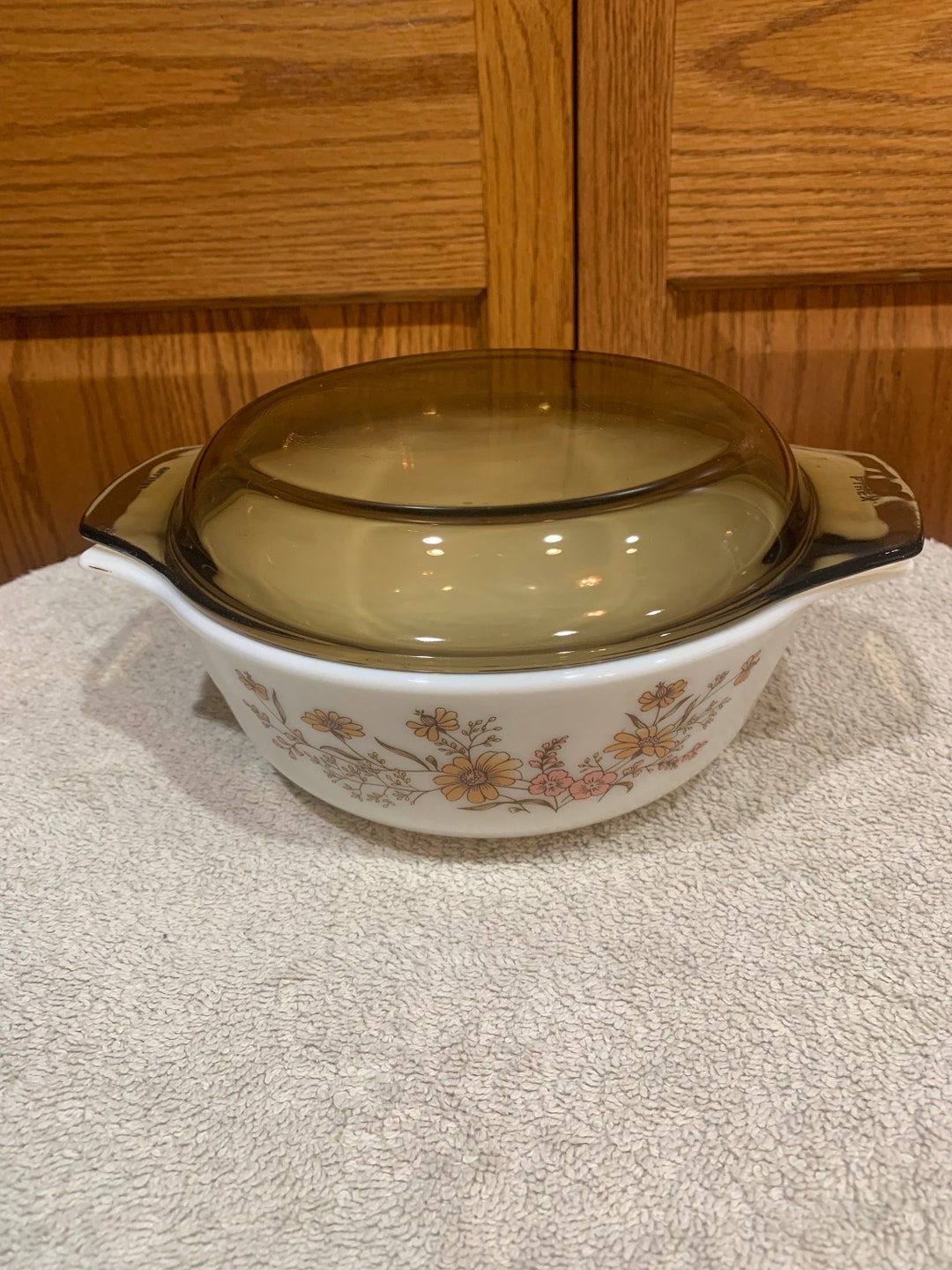 Vintage Pyrex Glass England Woodland Country Autumn Lidded Baking Dish ...