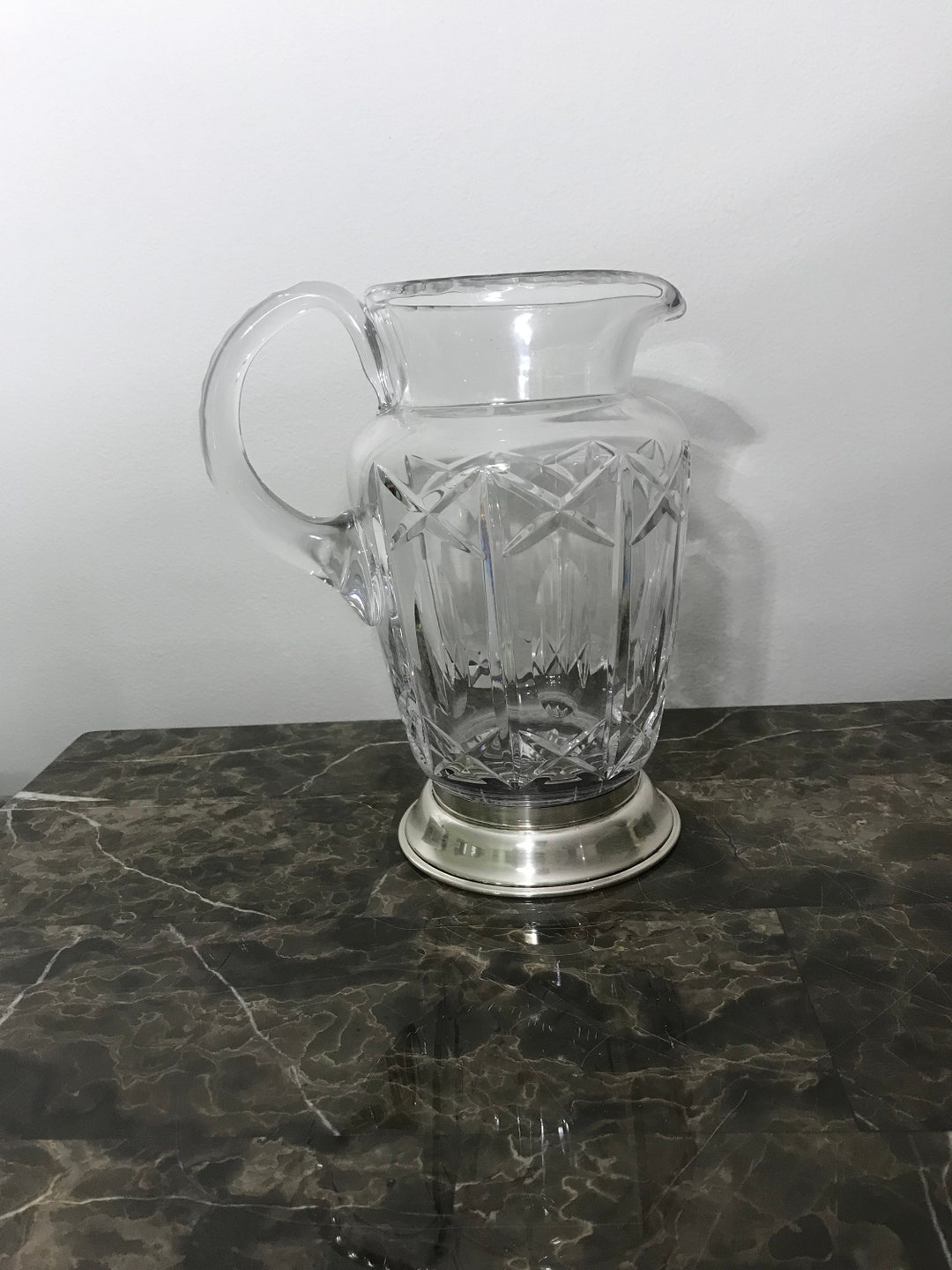Vintage Crystal Drink Cocktail Pitcher With Sterling Silver Base B-I ...