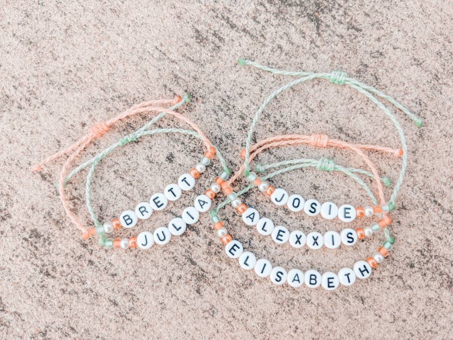 Custom name alphabet letter seed bead adjustable bracelet | Etsy