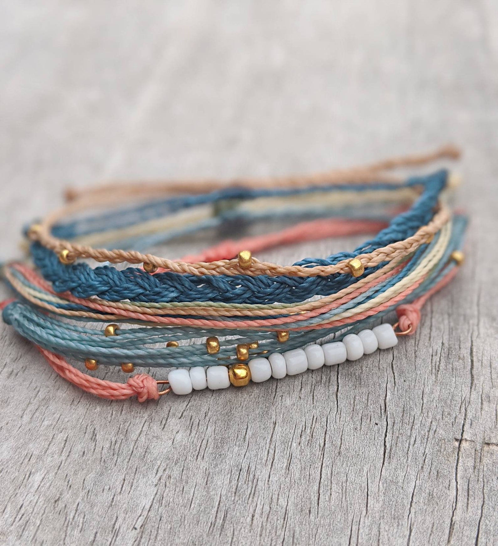 Boho Neutral Bracelet Set of Pura Vida String Bracelets for Girls ...