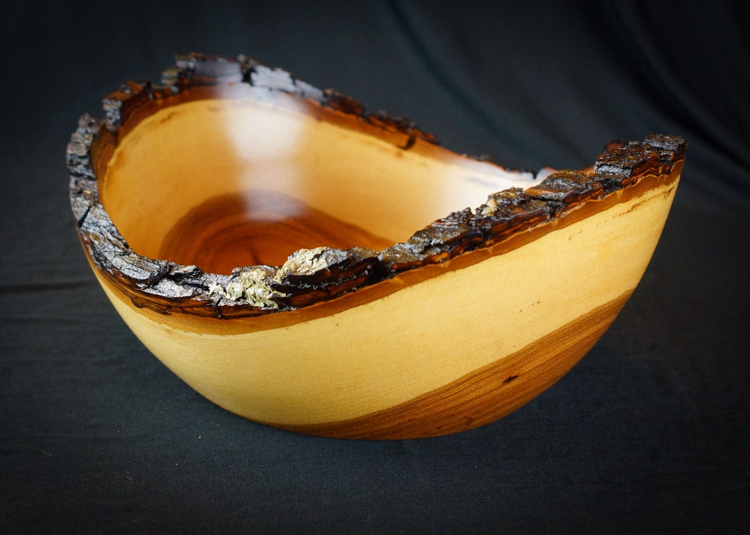 Handmade live-edge Wood Bowl Hickory 9.5x4.5 - Etsy