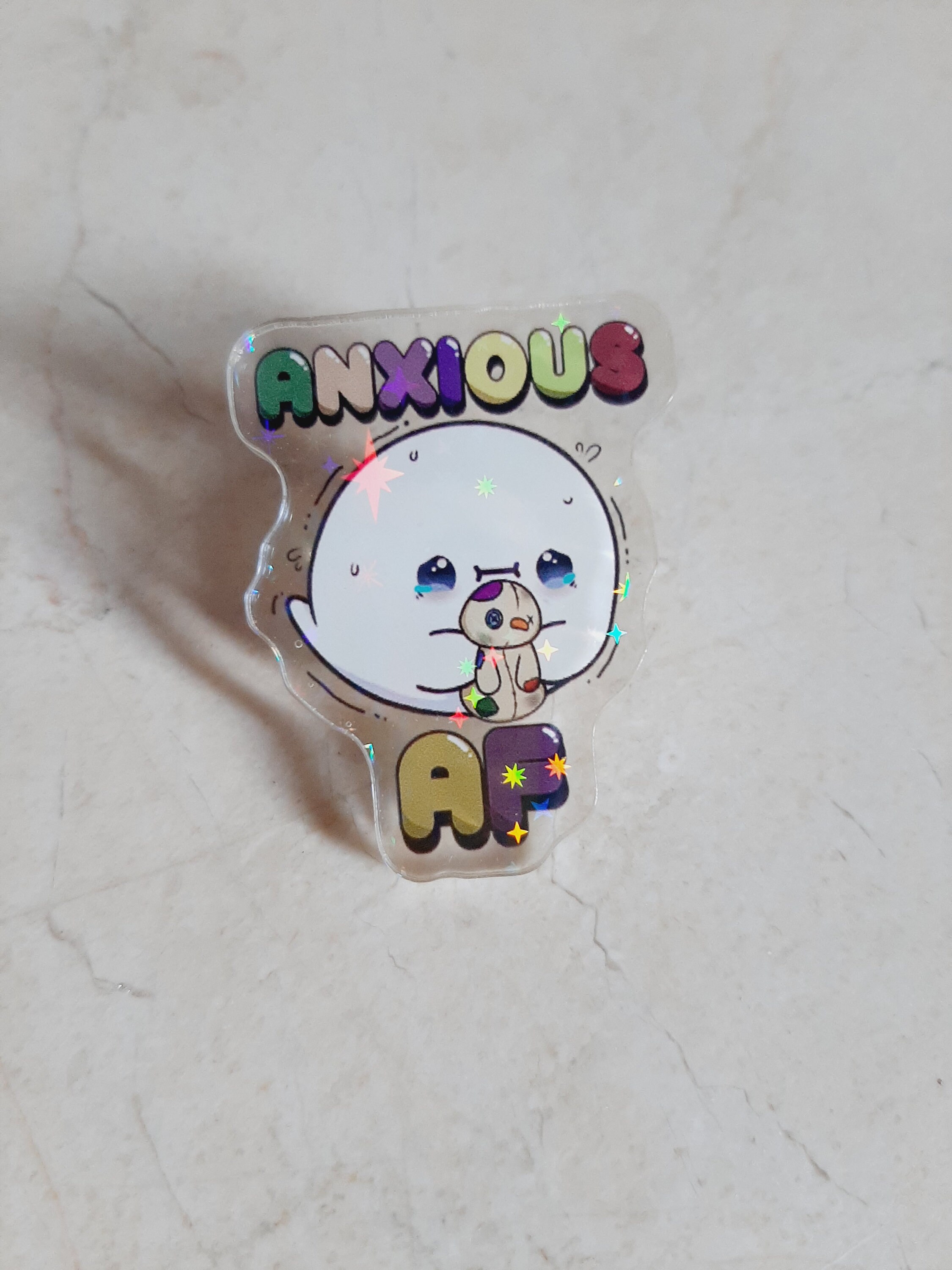 Anxious AF Ghost Holographic Acrylic Pin - Etsy