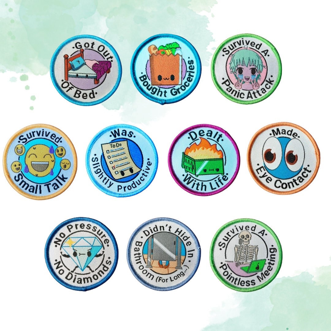 Mental Health Embroidered Merit Badge Anxiety Adulting Iron on Patch - Etsy