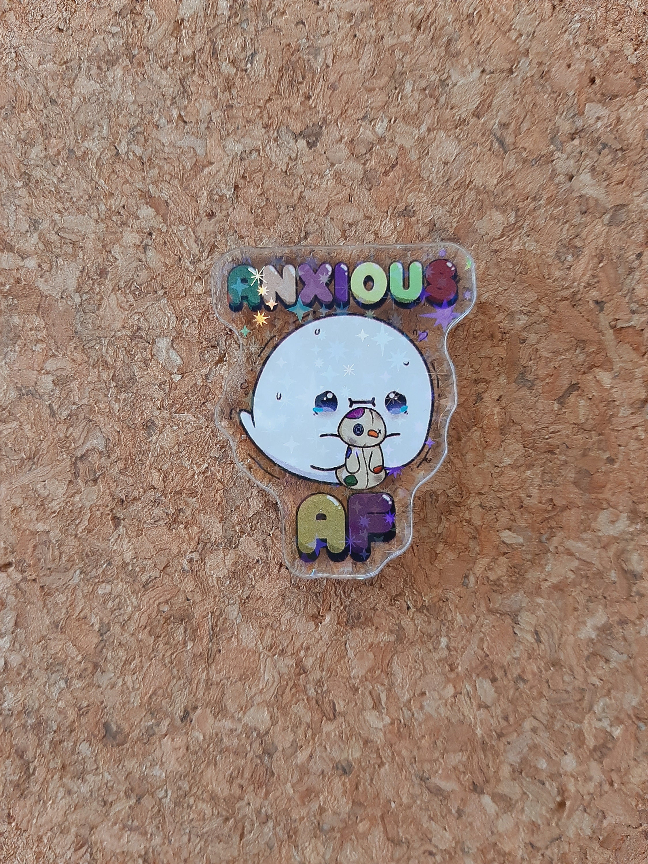 Anxious AF Ghost Holographic Acrylic Pin - Etsy