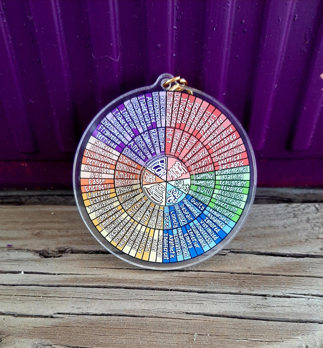 Emotions Wheel Spinner Keychain | Fidget Mental Health Keychain - Etsy