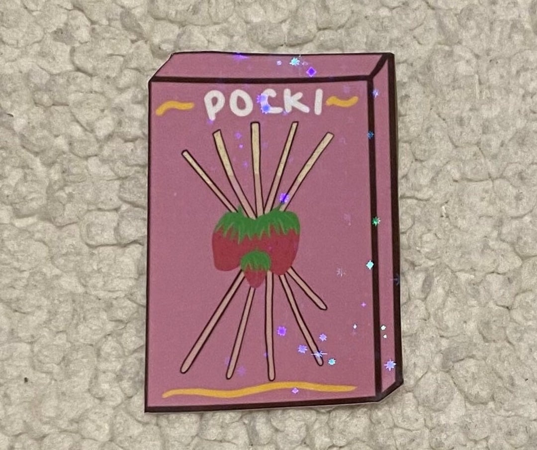 Pocky Sticker | Kawaii Strawberry Snack, Waterproof Die Cut - Etsy