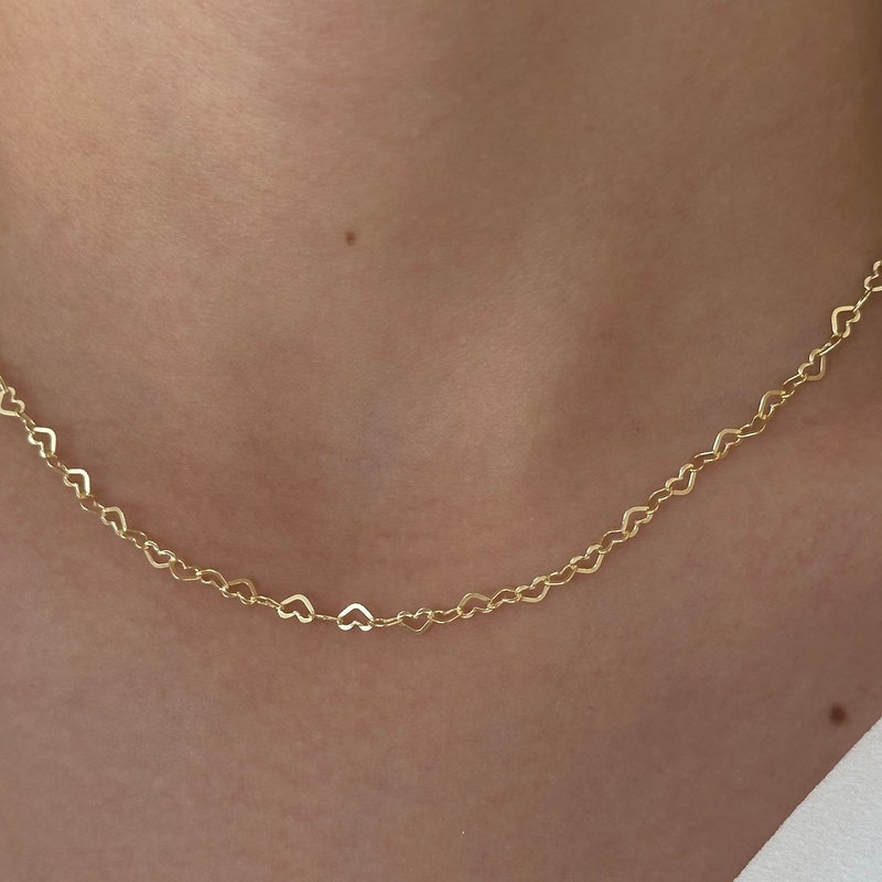 Hearts Chain Necklace - Etsy
