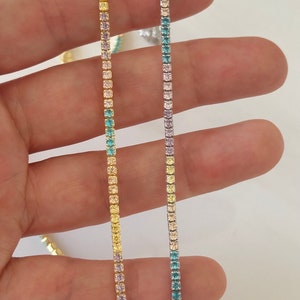 Tennis Necklace Choker, Tennis Chain, Crystal Choker Necklace, Pastel ...