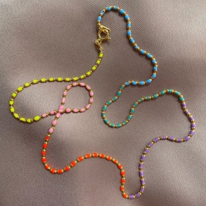 Enamel Chain Necklace, Rainbow Neon Colorful Necklace, Multicolor ...