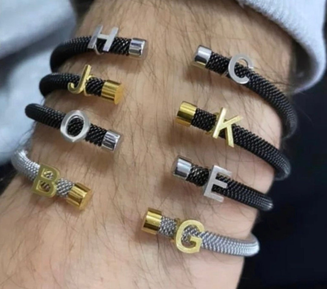 Initial Cuff Bracelet, Custom Letter Bangle Men Women, Couples Bracelet, Gifts for Her, Gifts ...