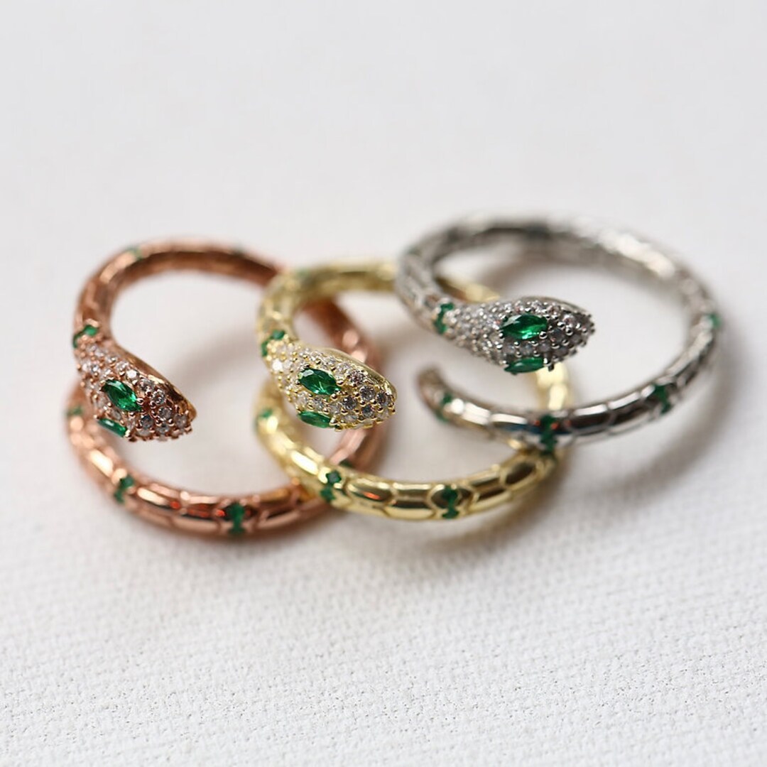 925 Sterling Silver Snake Ring Green Eye Snake Ring - Etsy