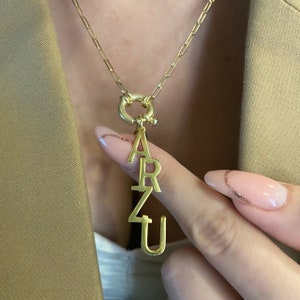 Vertical Name Necklace Gold Drop Name Necklace Vertical Name - Etsy