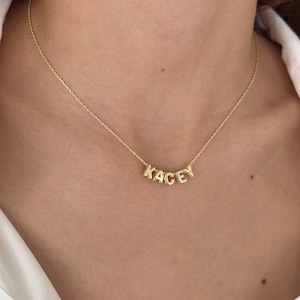 Bubble Name Necklace, Bubble Letter Necklace, Personalized Silver ...