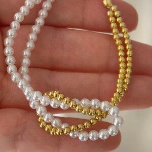 Double Chain Pearl Bracelet, Layer Gold Bracelet, Natural Freshwater ...