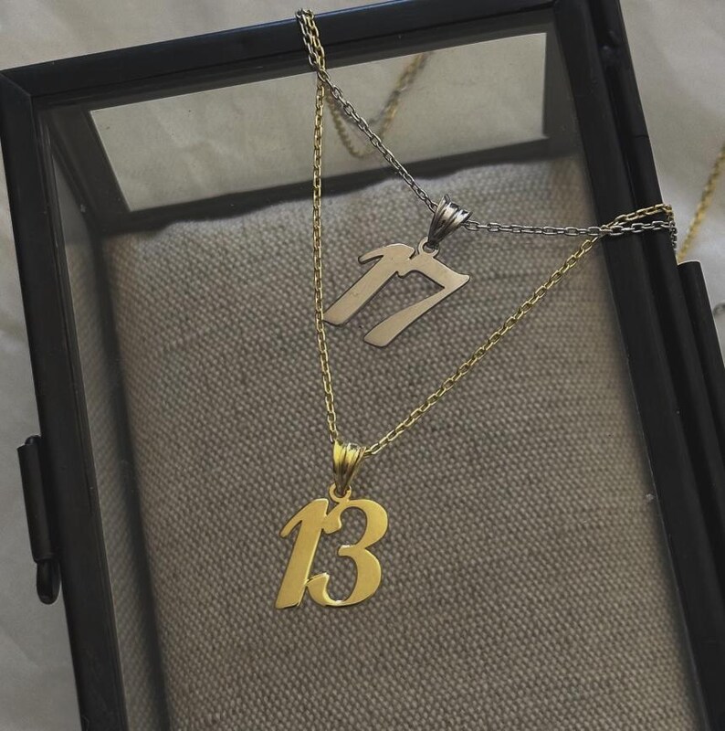 Custom Number Pendant Necklace: Sterling Silver, Gold Plated ...