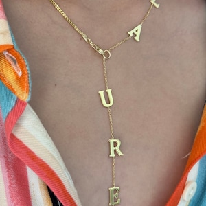 Name Necklace Lariat, Y Shaped Long Custom Necklace, Personalized ...