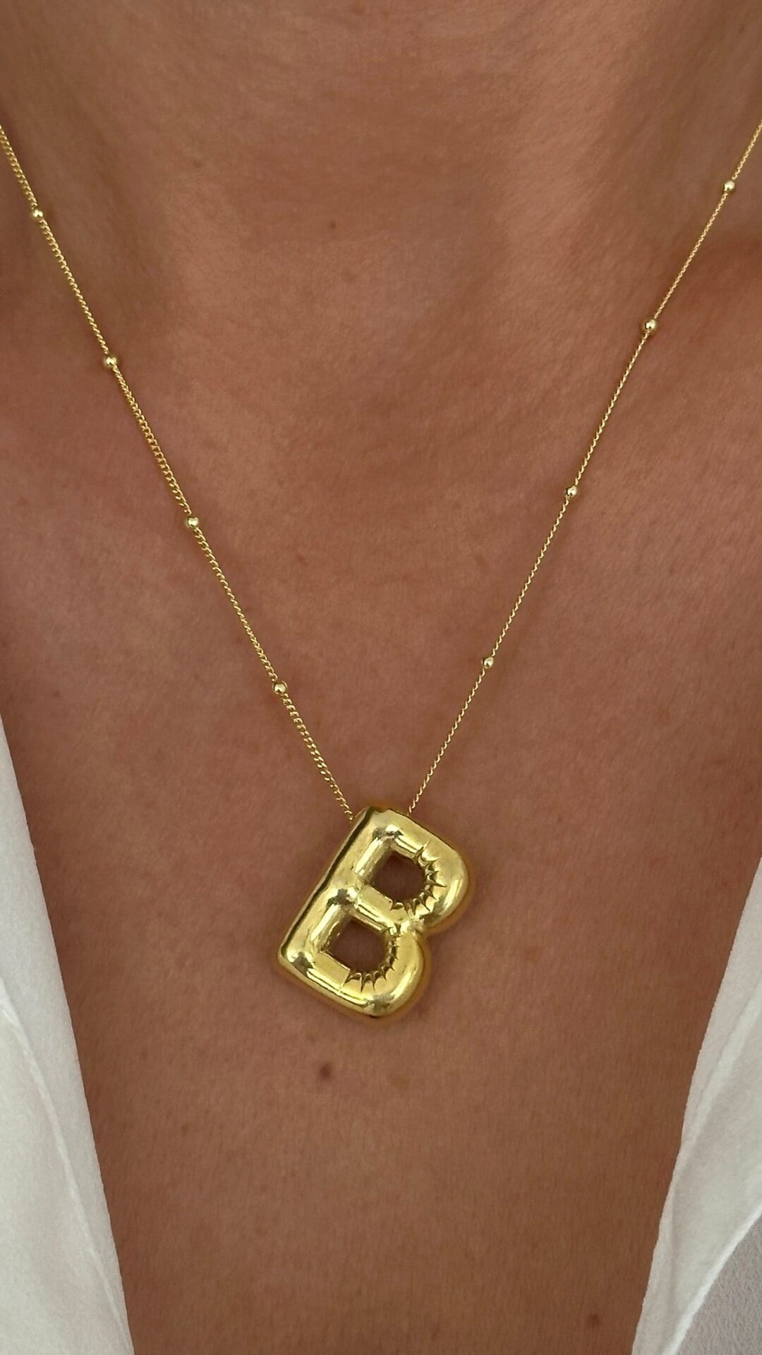 Balloon Initial Necklace Gold, Bubble Letter Pendant, Custom Necklace ...