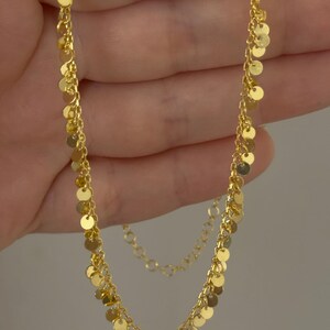 Dangle Disc Necklace, Tiny Discs Chain Necklace, Layering Chain ...