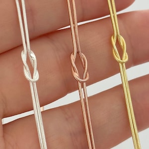 Love Knot Necklace, Double Chain Knot Necklace, Knot Choker, Everyday ...