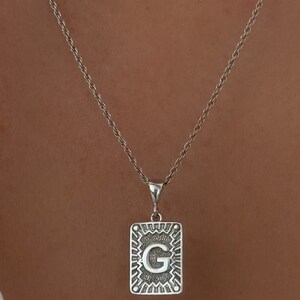 Initial Rectangle Pendant Necklace, Statement 14k Gold Letter Necklace ...