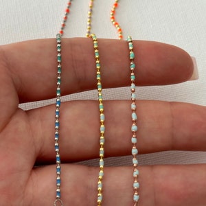 Enamel Chain Necklace, Rainbow Neon Colorful Necklace, Multicolor ...