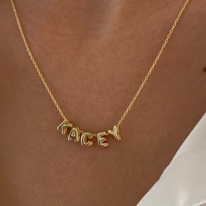 Bubble Name Necklace, Bubble Letter Necklace, Personalized Silver ...