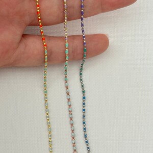 Enamel Chain Necklace, Rainbow Neon Colorful Necklace, Multicolor ...