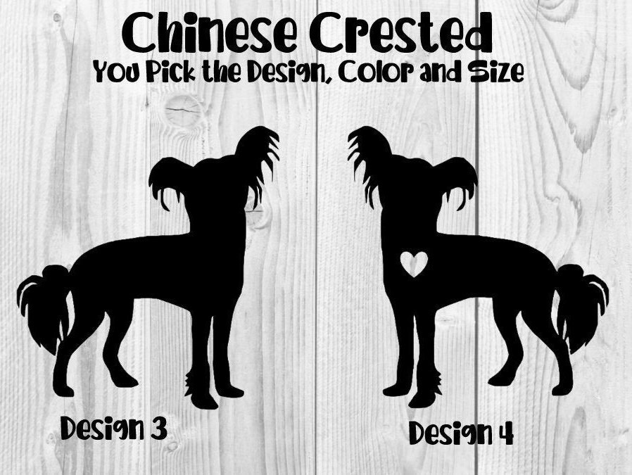 Chinese Crested Dog Decal Puff Decal Car Decal Dog Decal | Etsy