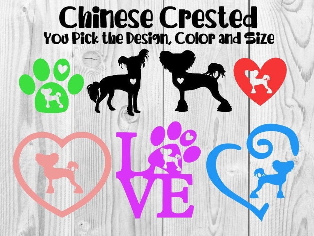 Chinese Crested Dog Decal Puff Decal Car Decal Dog Decal - Etsy
