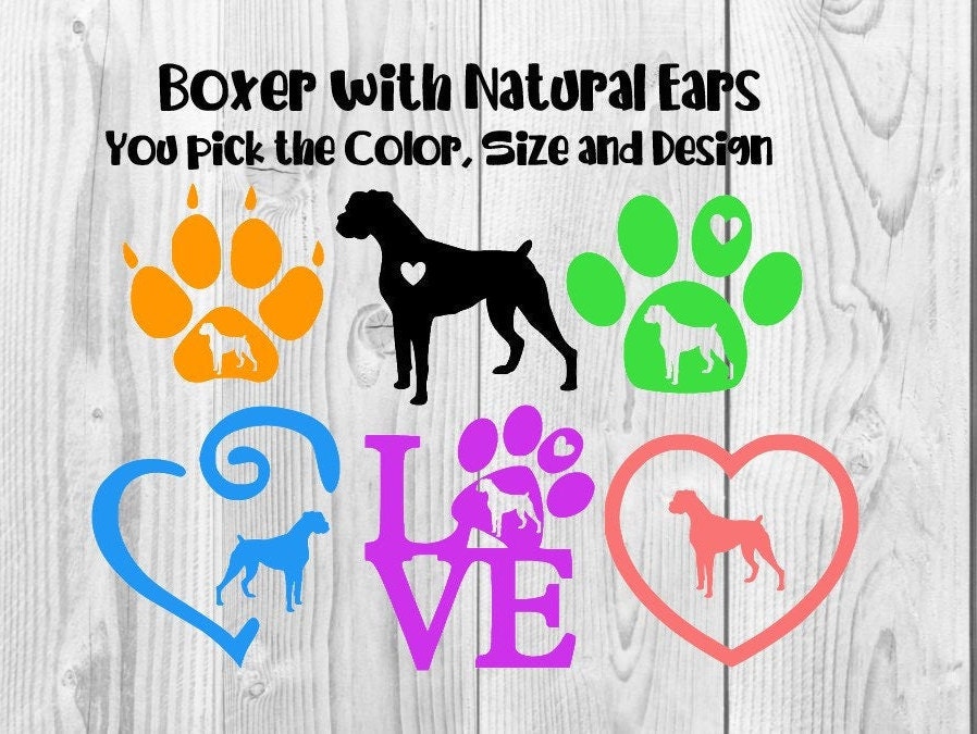 Boxer With Natural Ears Decal Car Decal Dog Decal Dog | Etsy