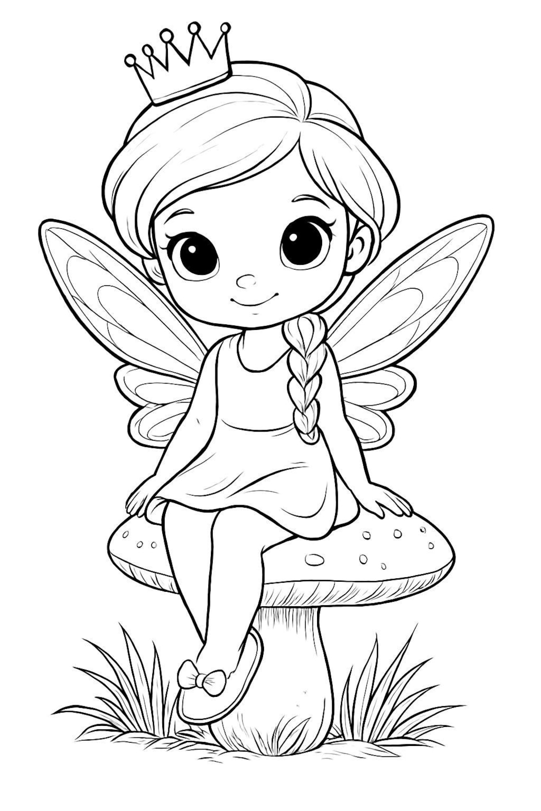 Cute Kids Fairy Coloring Page - Etsy