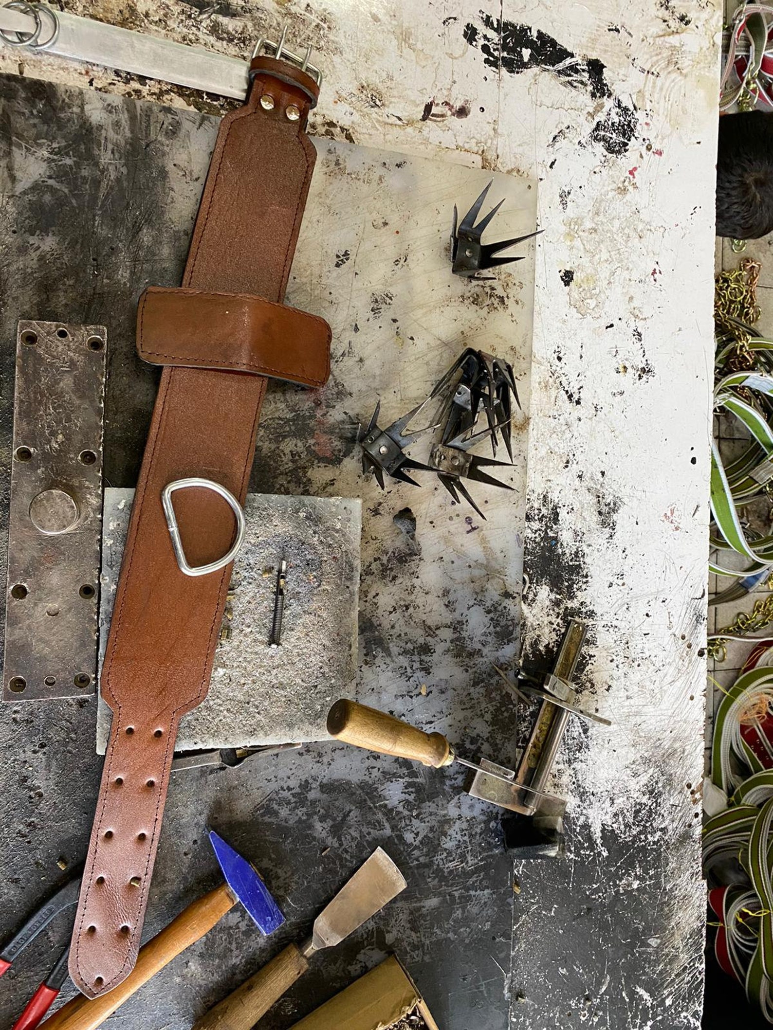 3' Spiky Wide Dog Collar Chain Set Buffalo Leather - Etsy