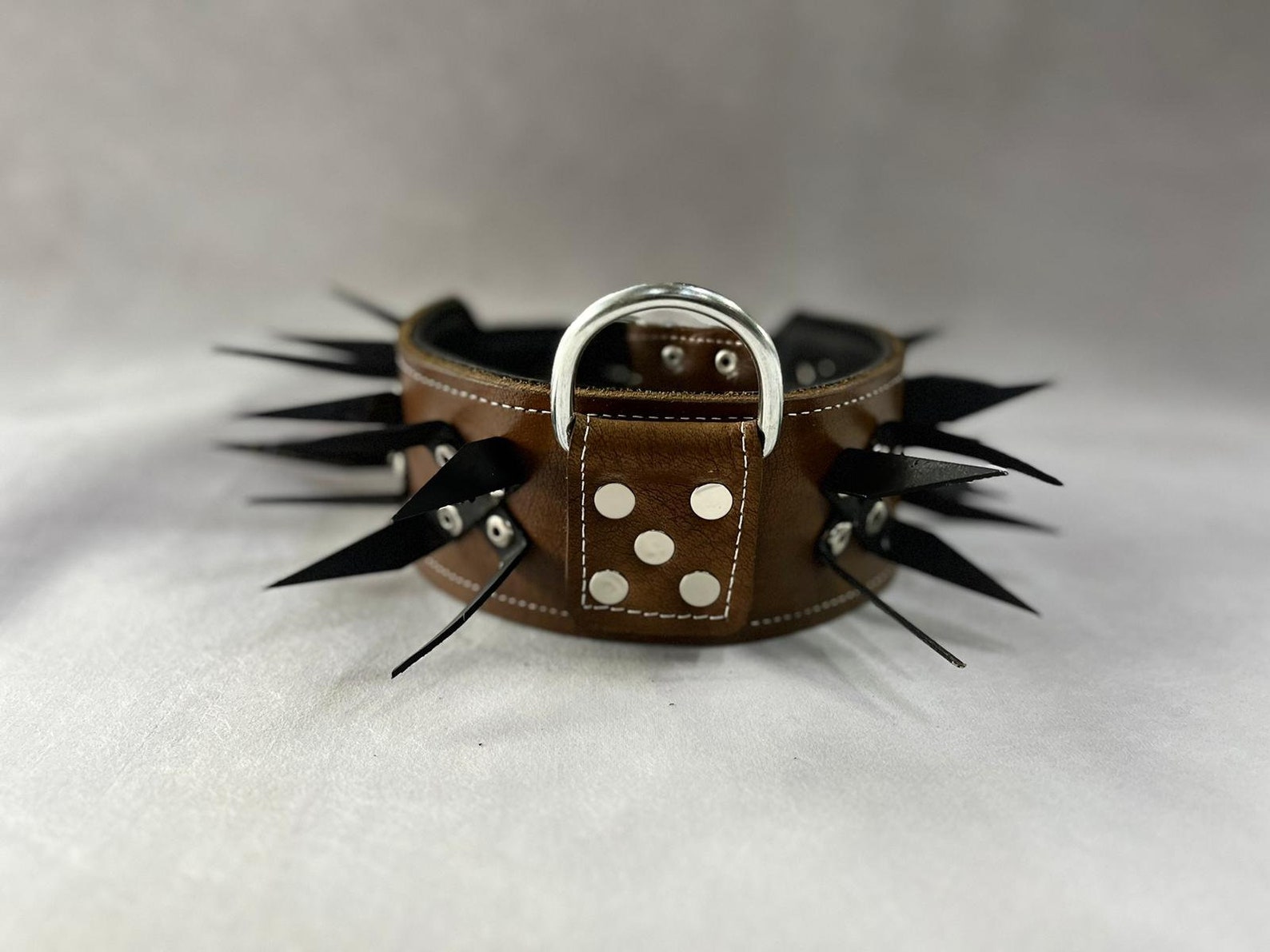 3' Spiky Wide Dog Collar Chain Set Buffalo Leather M/L/XL/XXL - Etsy