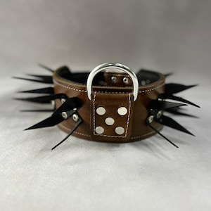 3' Spiky Wide Dog Collar Chain Set Buffalo Leather M/L/XL/XXL - Etsy