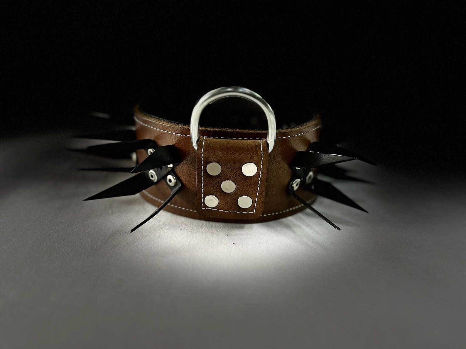 3' Spiky Wide Dog Collar Chain Set Buffalo Leather M/L/XL/XXL - Etsy