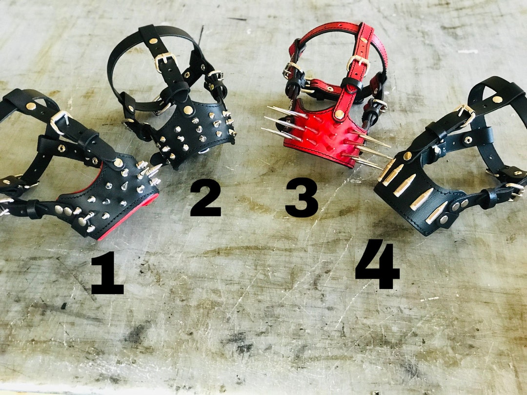 Spiky Genuine Buffalo Leather Dog Muzzle M/L/XL - Etsy