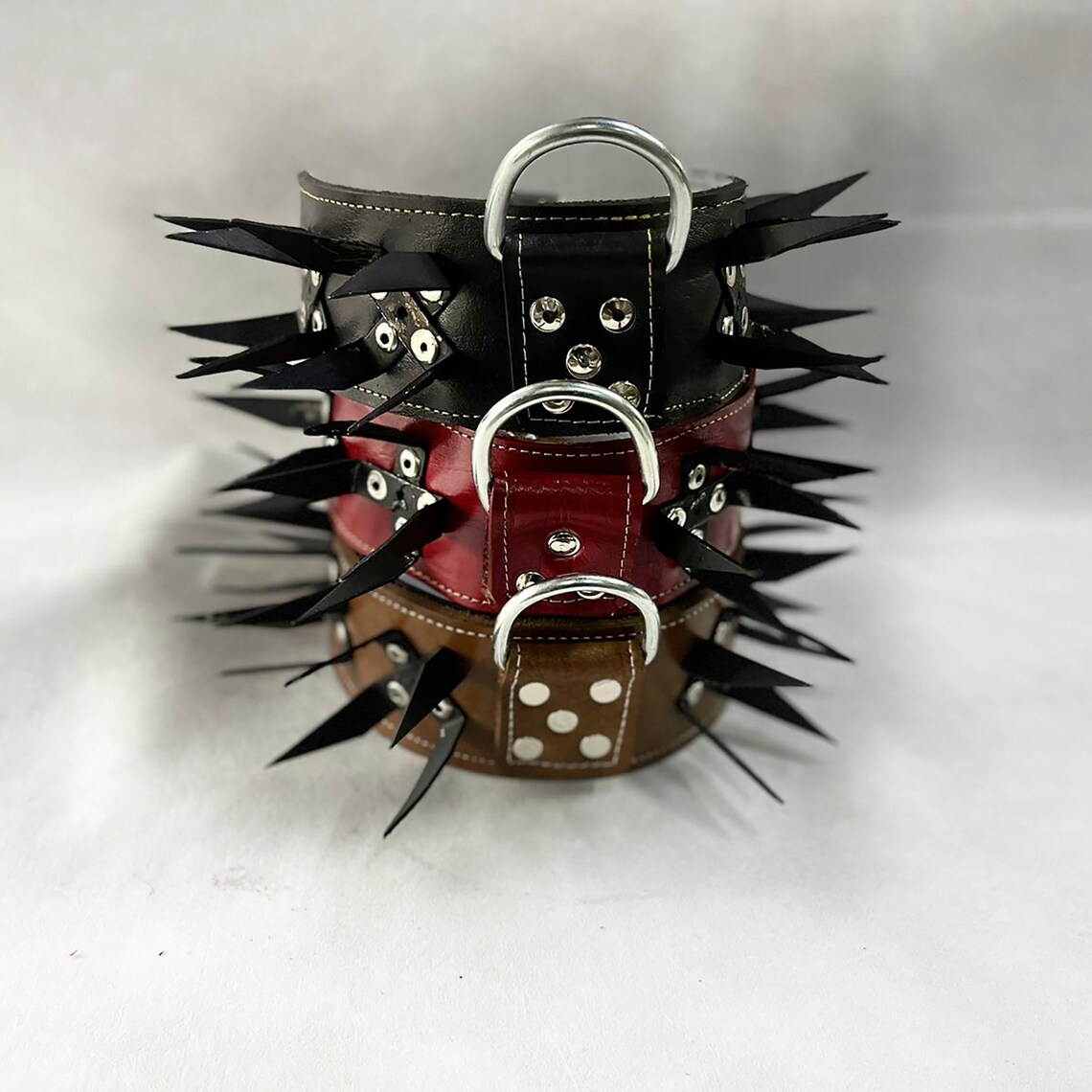 3' Spiky Wide Dog Collar Chain Set Buffalo Leather M/L/XL/XXL - Etsy
