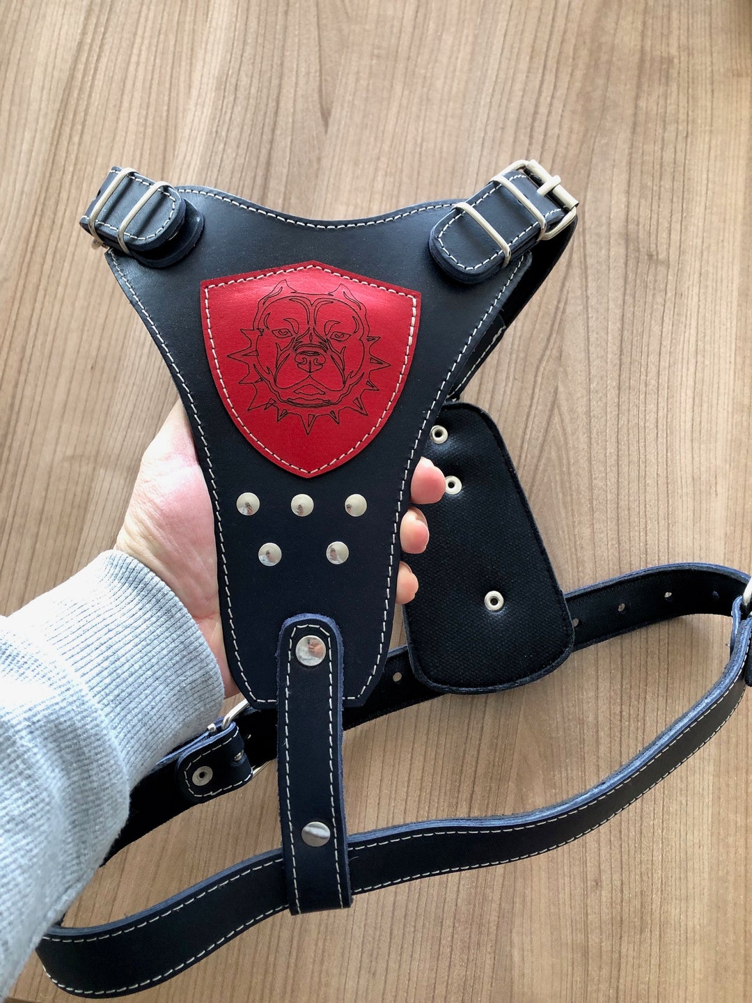 Gladiator Leather Padded Adjustable Dog Harness Standard Size 20-26 ...