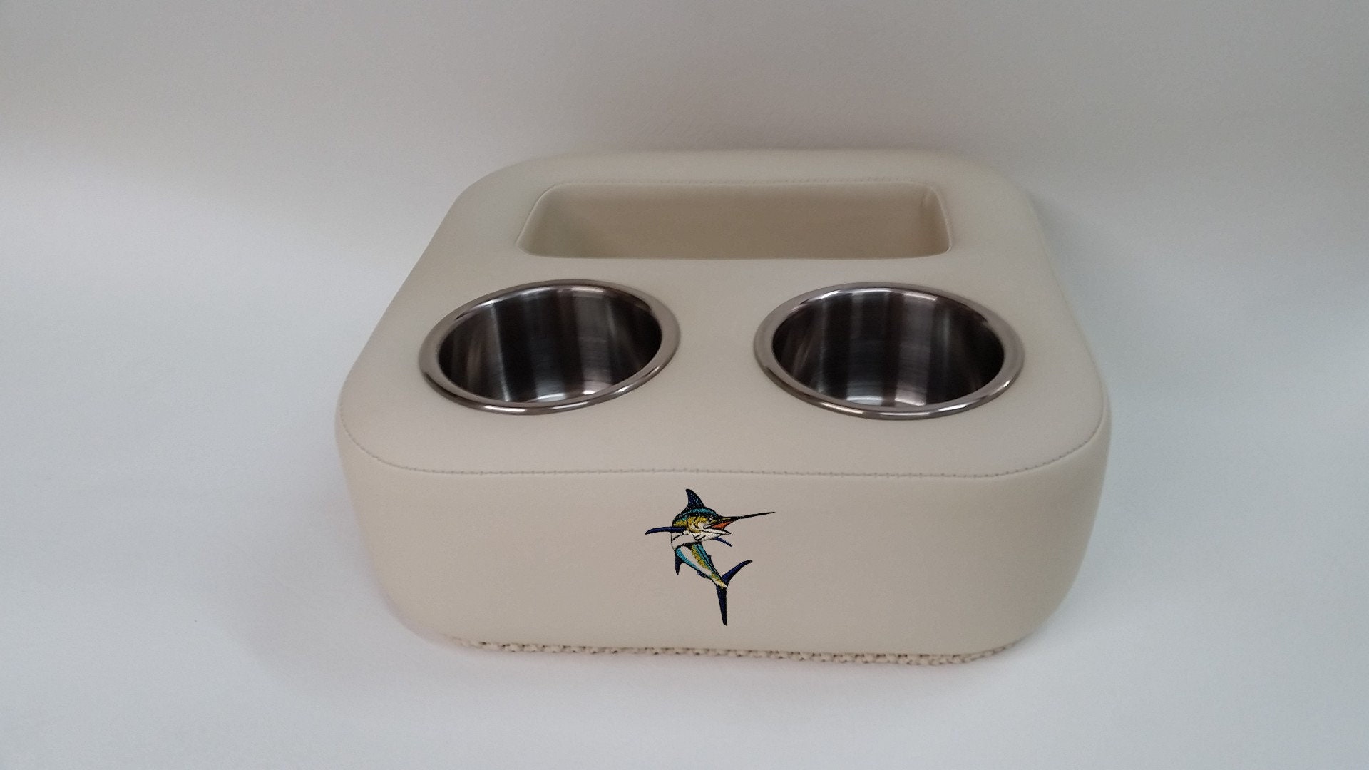 Off White 2-cup Holder, Embroidered Marlin, Non-slip Base - Etsy