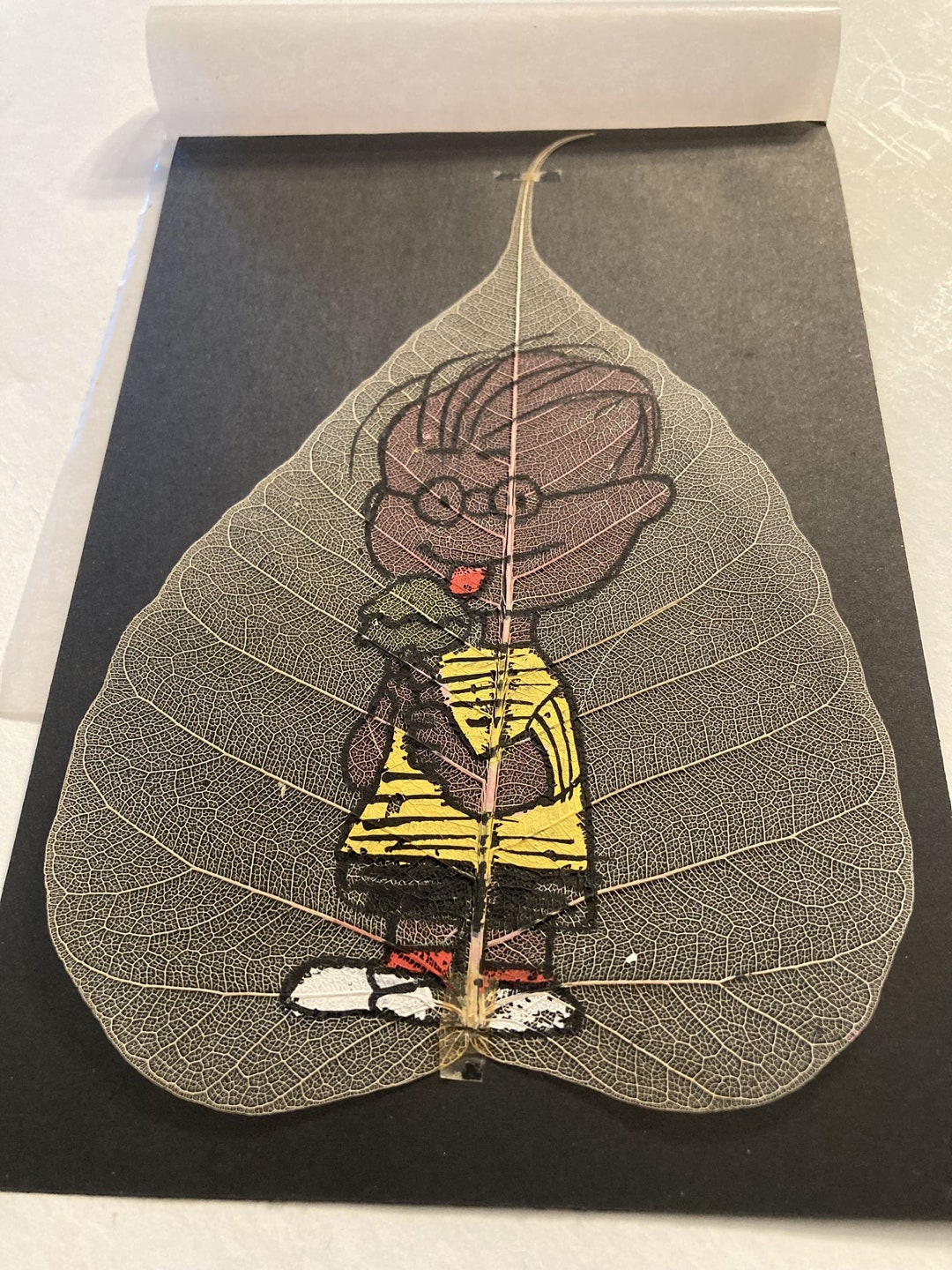 Linus Licking Ice Cream Hand Painted on a Real Tree Leaf. Leaf38ice - Etsy