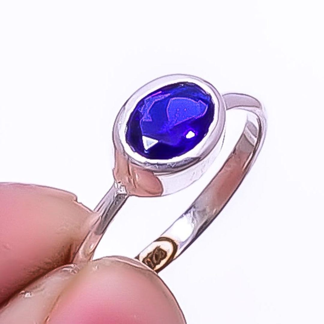Precious Blue Sapphire Ring, Gemstone Ring, Blue Solitaire Ring, 925 ...