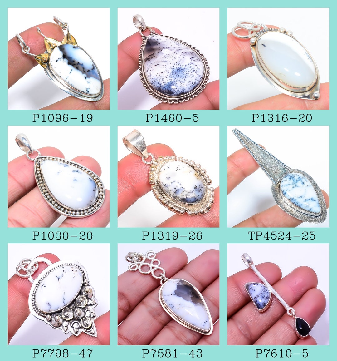 Handcrafted Natural Dendrite Opal Pendant, Gemstone Pendant, White ...