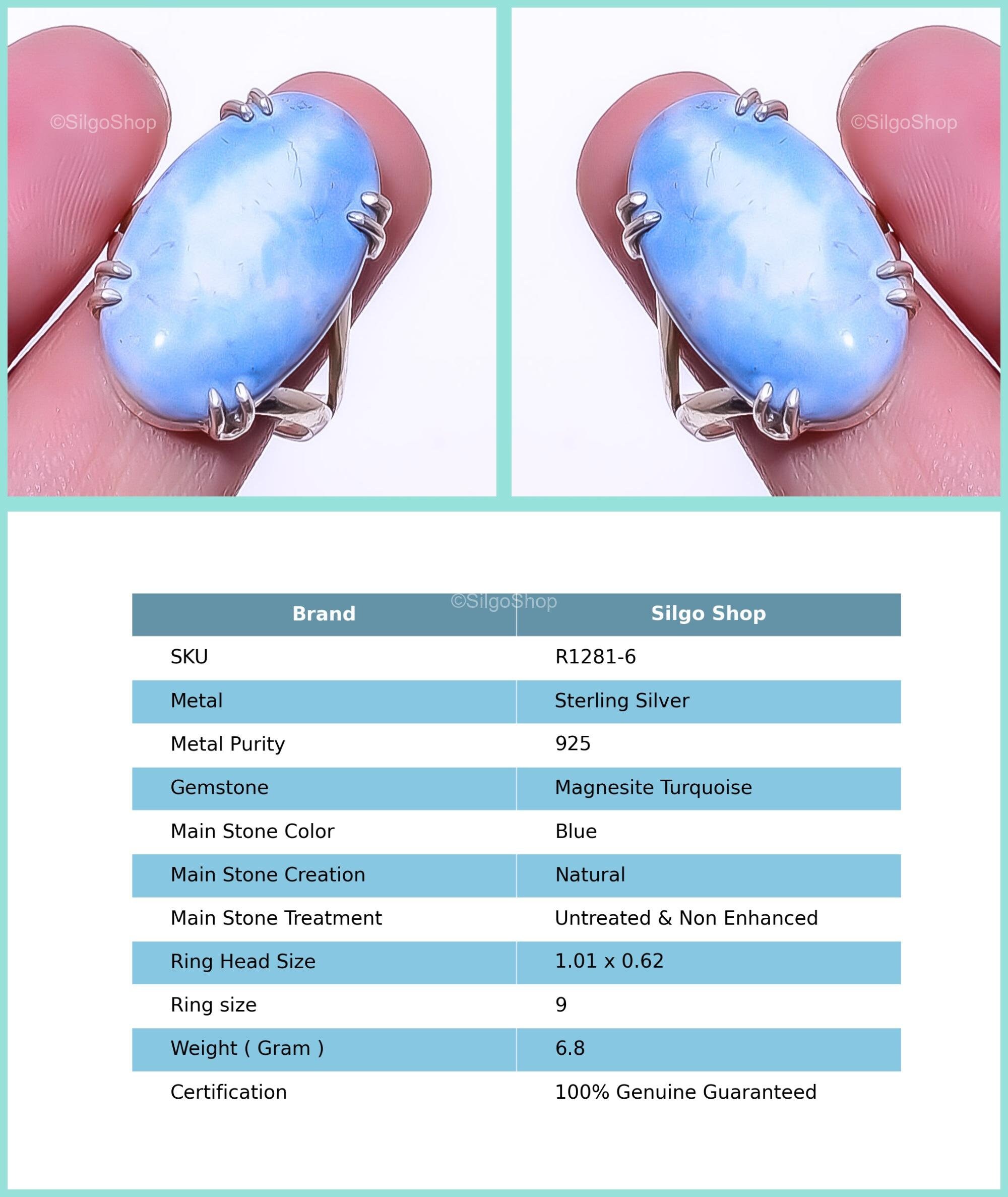 Remarkable Magnesite Turquoise Ring Gemstone Ring Blue - Etsy